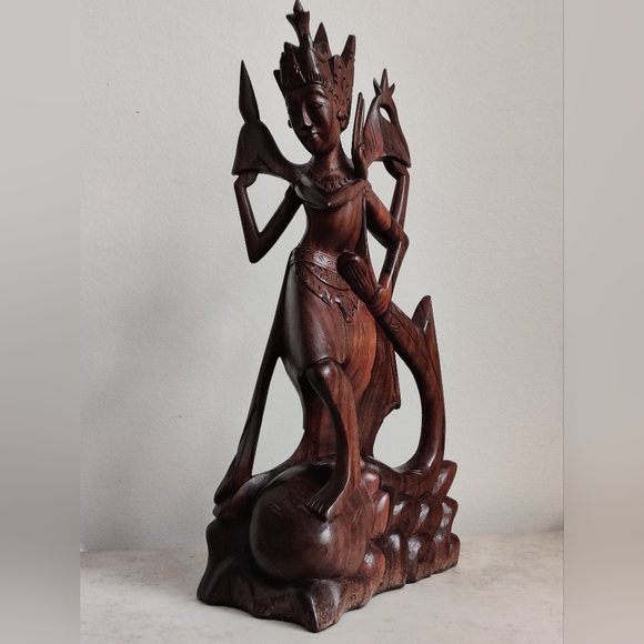 Saraswati Hindu Goddess | Art | Vintage Hand Carved Saraswati Hindu ...